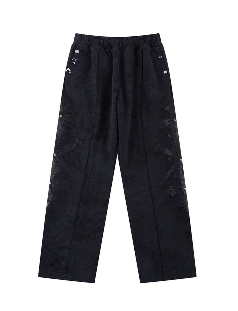 SUPPLIER/サプライヤー/Dagger Cross Leather Patch Baggy Jogger Patns(S Black ...