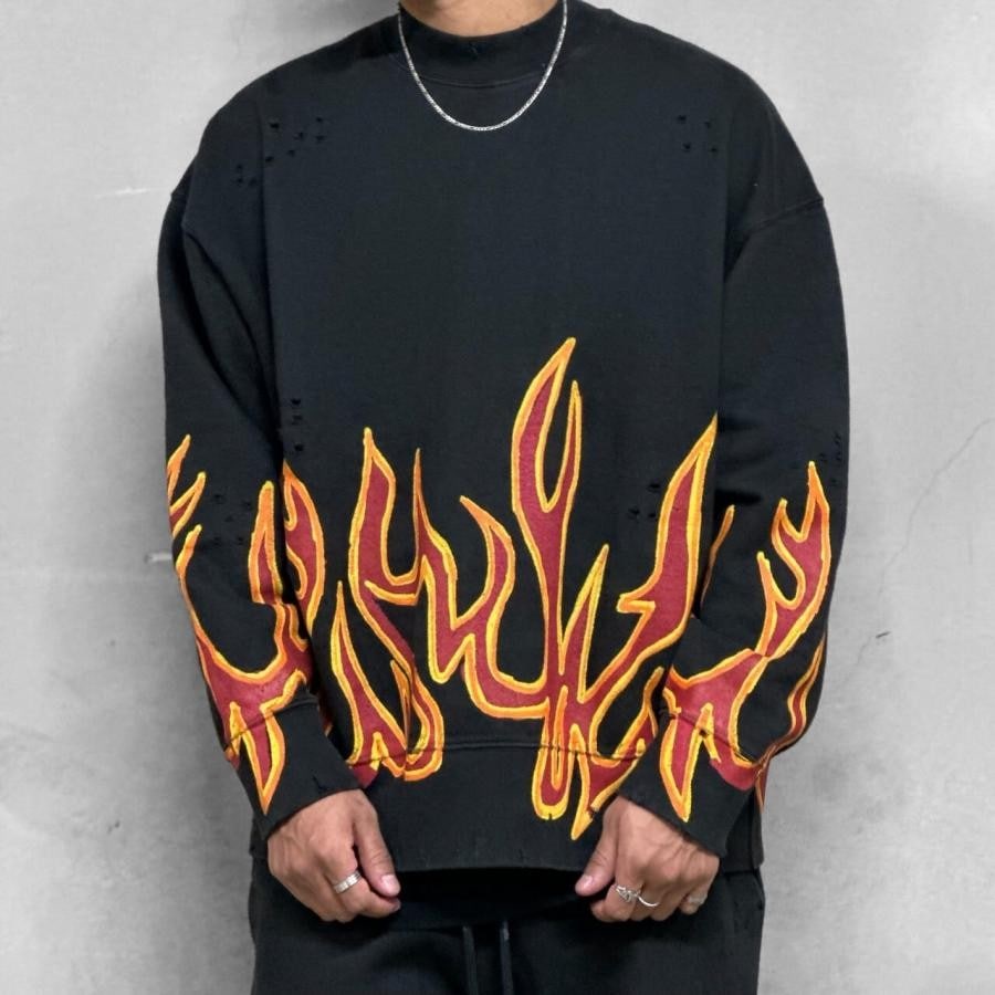 【Palm Angels】GD GRAFFITI FLAMES CREWNECK(BLACK/RED)(XL BLACK/RED)｜ AYIN ...