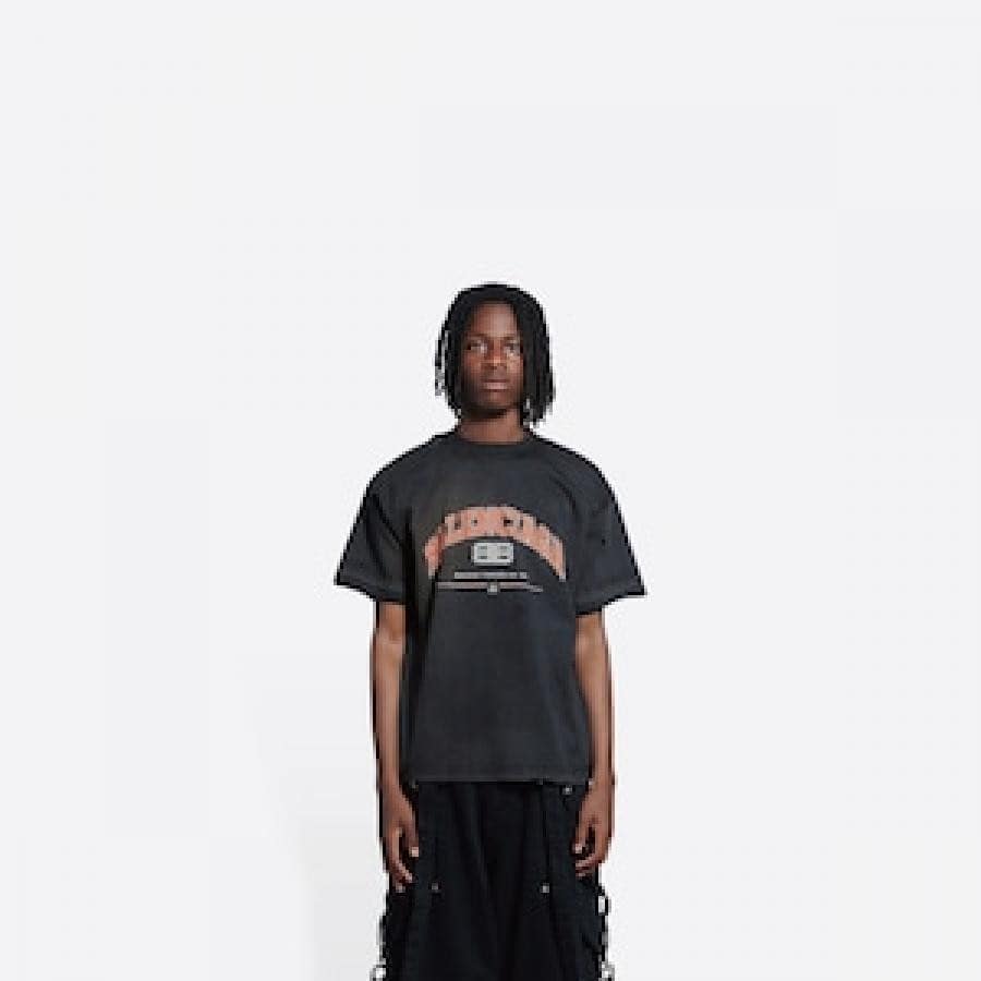 Balenciaga Medium Fit T Shirt Black Orange L Black Orange | Ayin